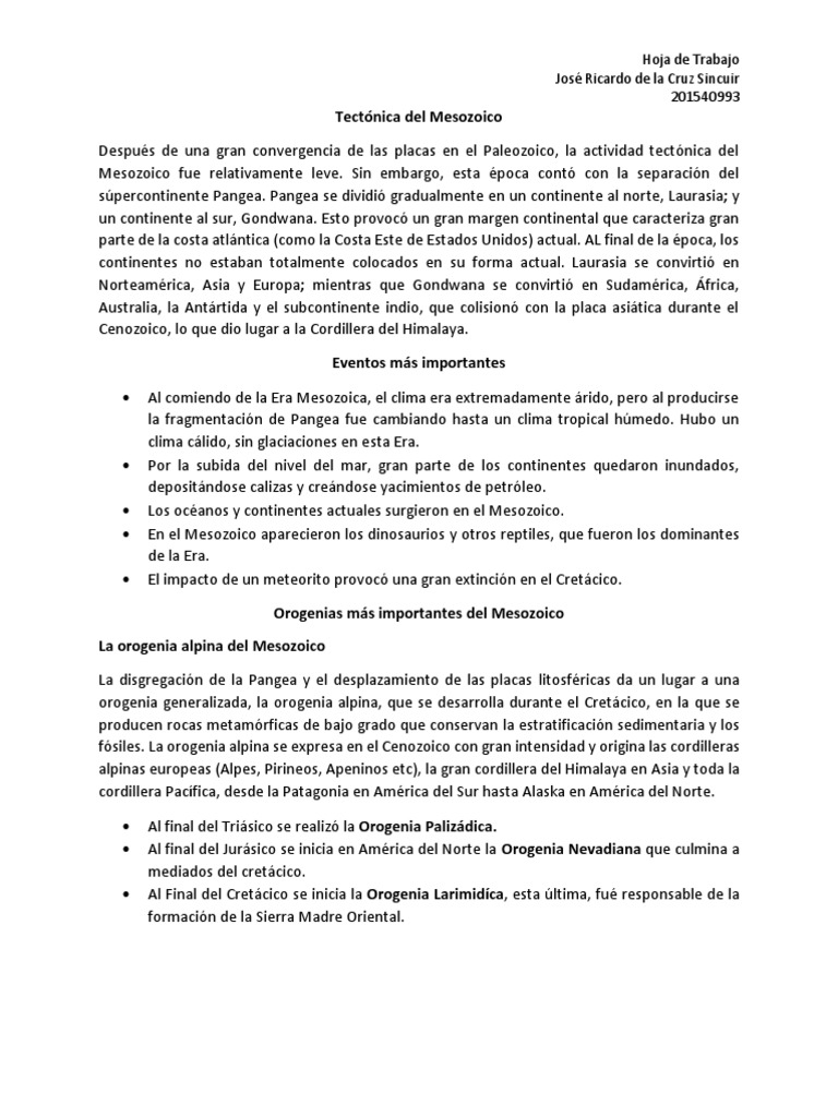 Tectónica Del Mesozoico | PDF | Cretáceo | Continente