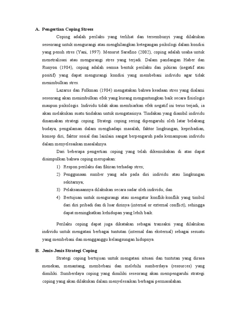 Strategi Coping: Jenis dan Pengaruh Kematangan Beragama | PDF
