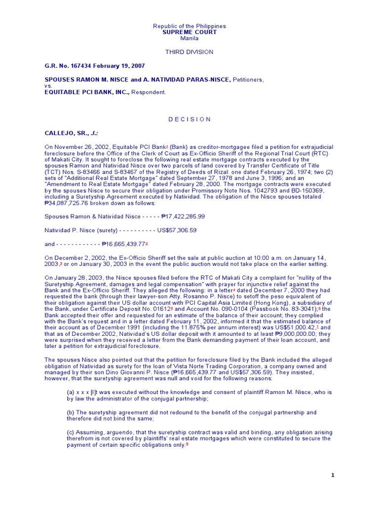 Spouses Nisce vs. Equitable PCI Bank | PDF | Piercing The Corporate ...