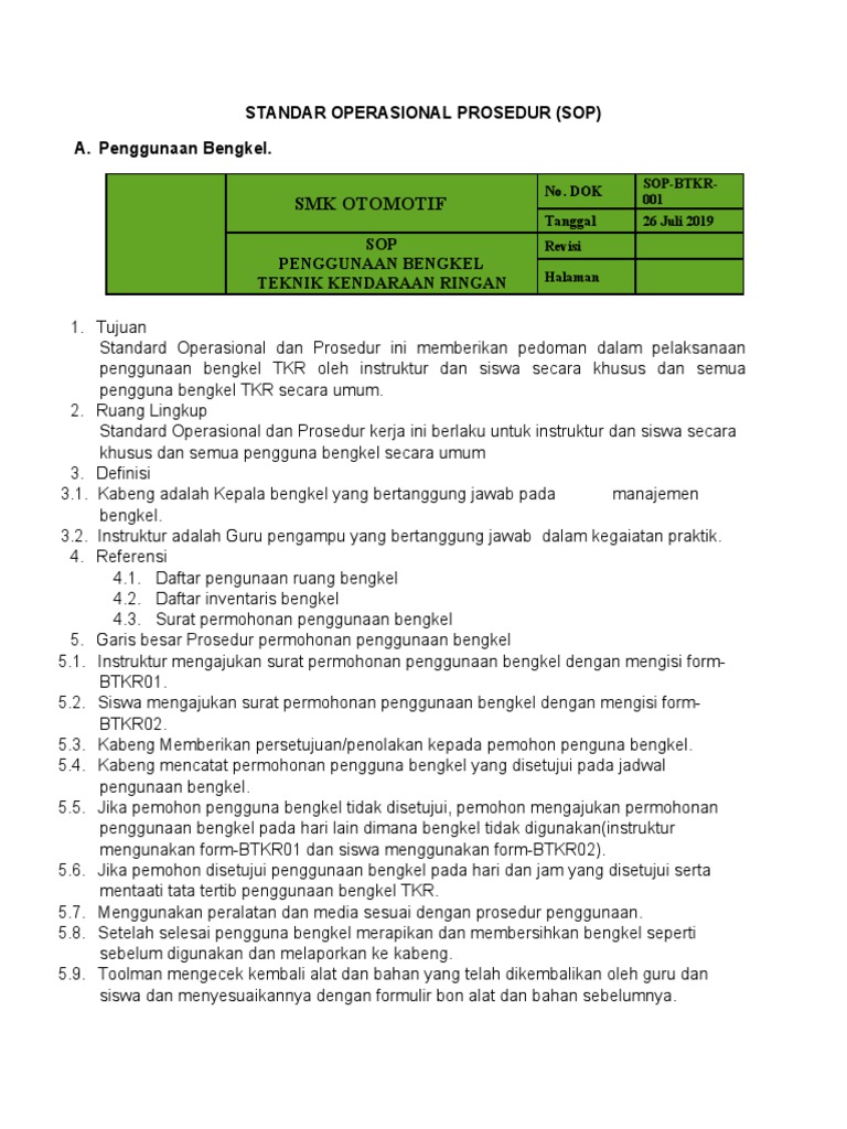 Sop Pengunaan Alat Praktik | PDF