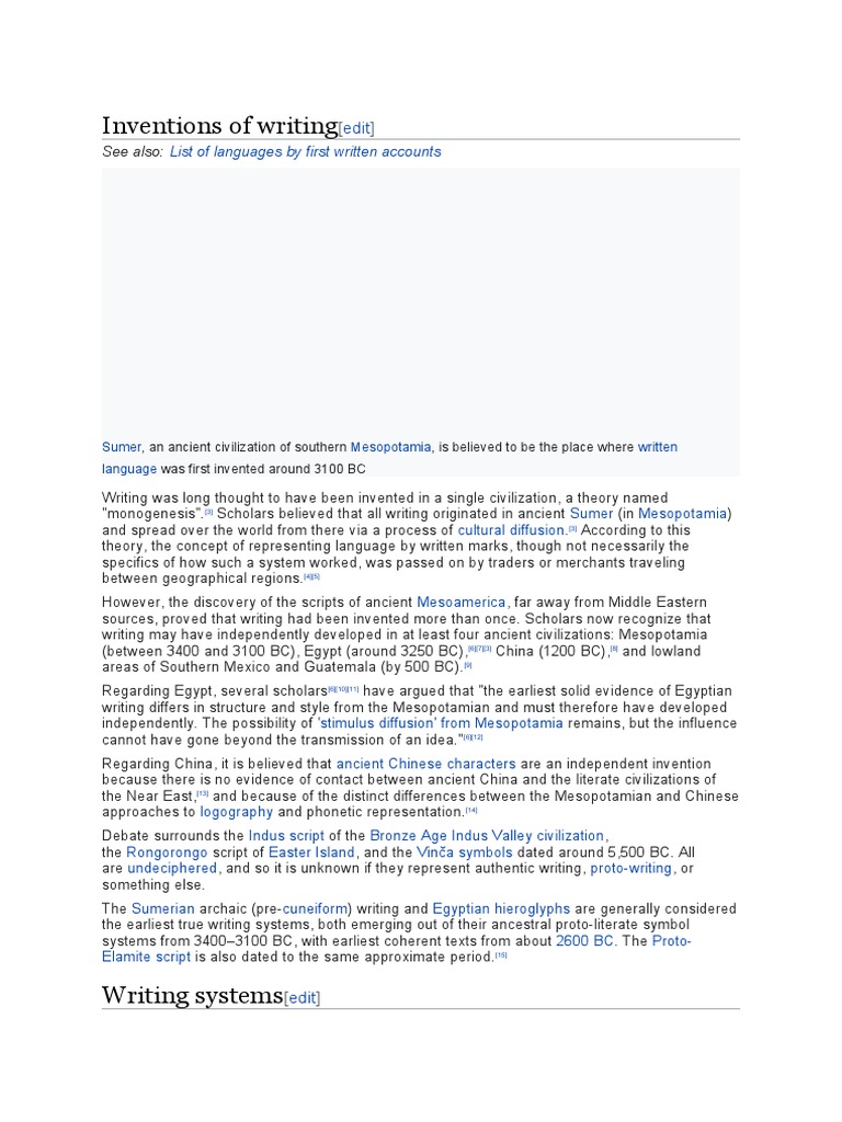 Inventions of Writing: List of Languages by First Written Accounts ...