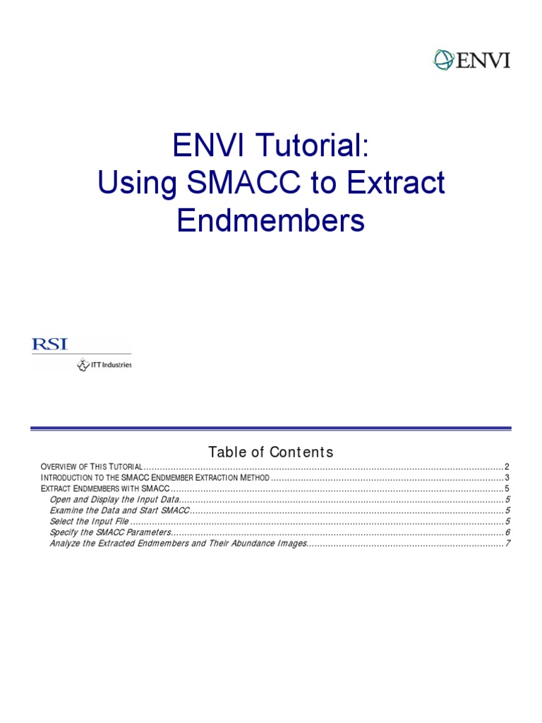 ENVI Tutorial: Using SMACC To Extract Endmembers | PDF | Basis (Linear ...