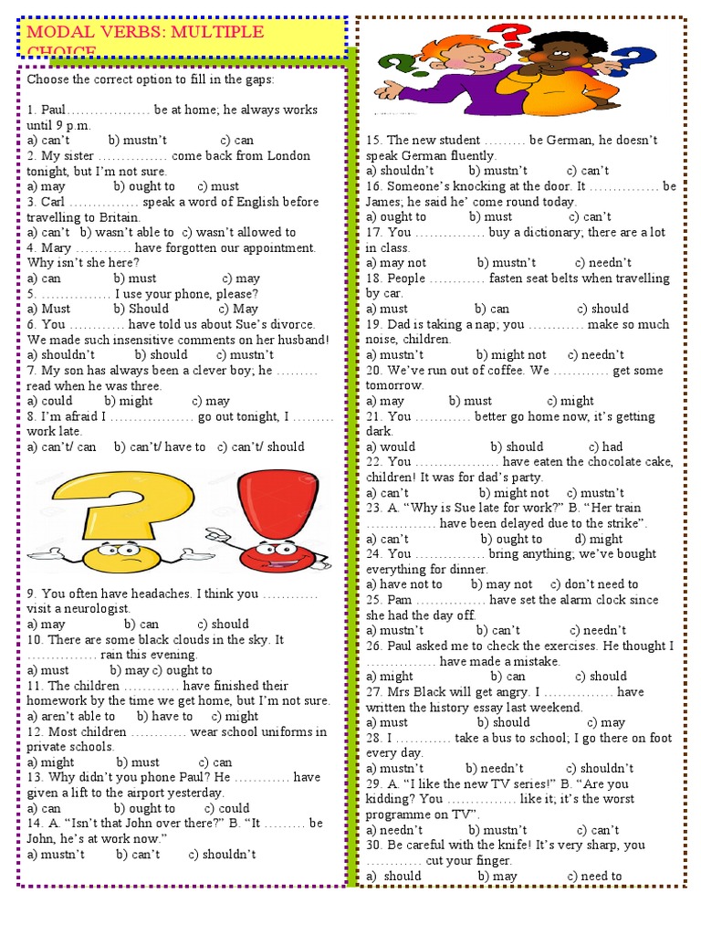 Modal Verbs: Multiple Choice | PDF