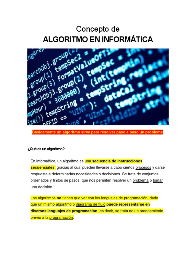 Concepto de Algoritmo | PDF | Algoritmos | Programación de computadoras
