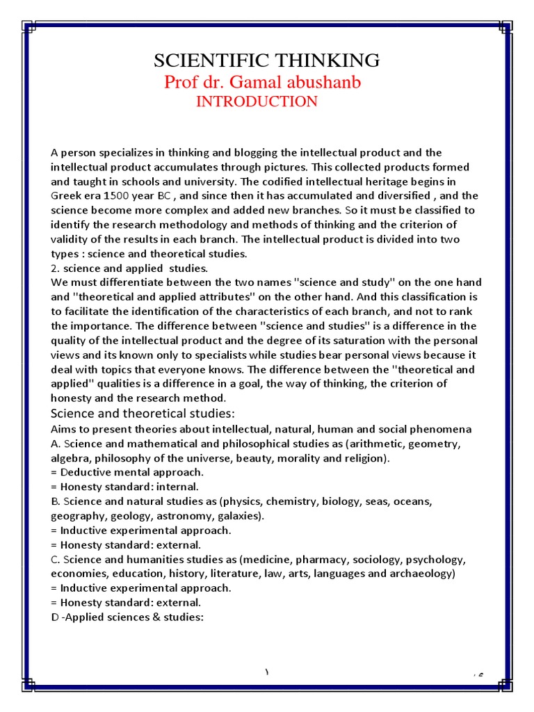 Scientific Thinking Classification | PDF | Hypothesis | Science
