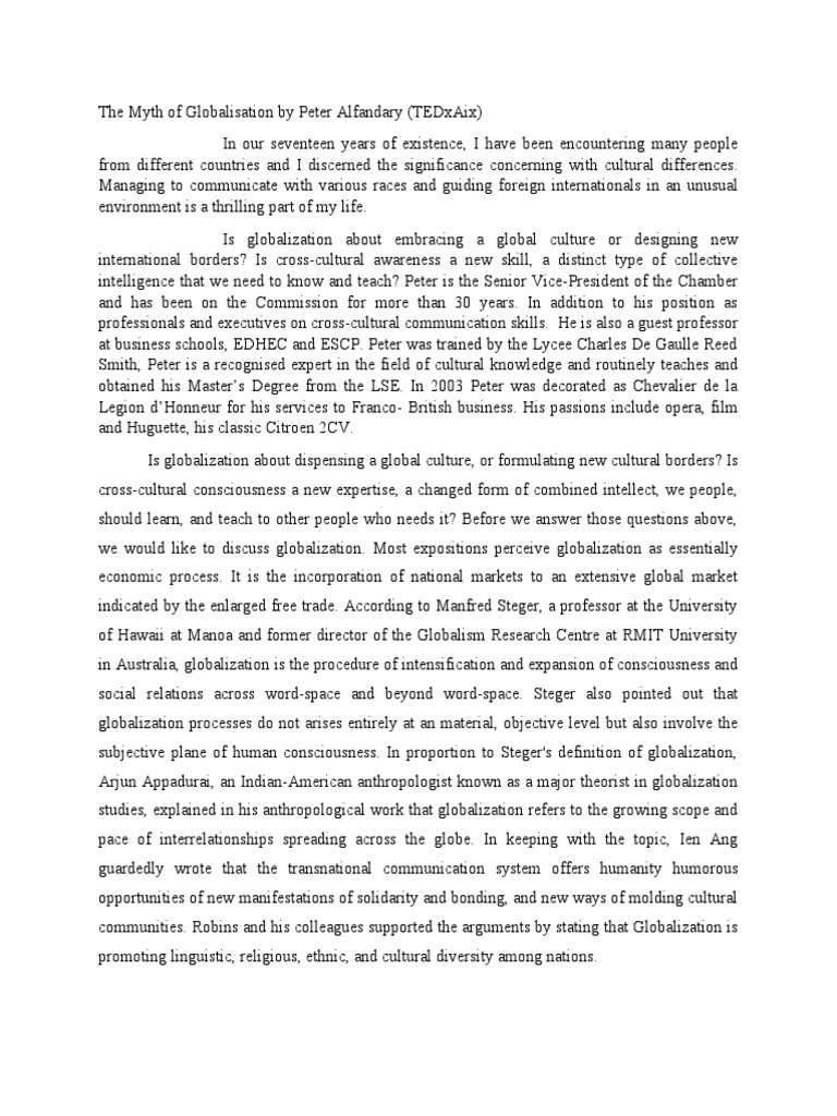 The Myth of Globalisation by Peter Alfandary | PDF | Globalization ...