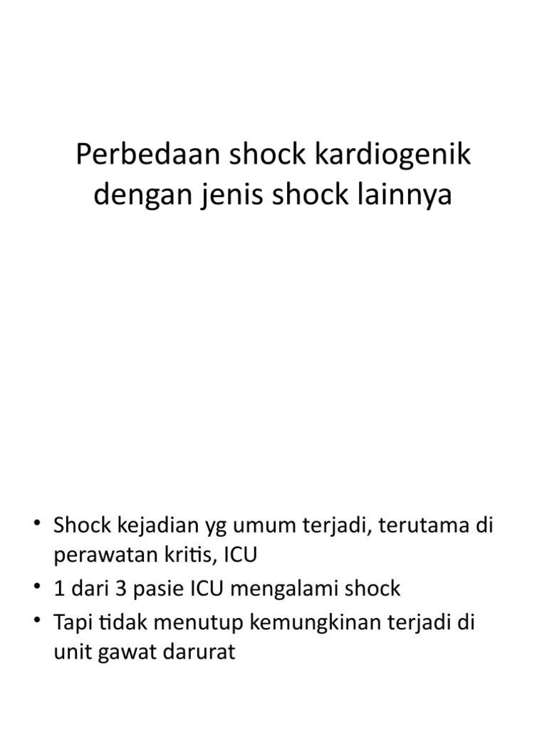 Perbedaan Shock Kardiogenik Dengan Jenis Shock Lainnya | PDF