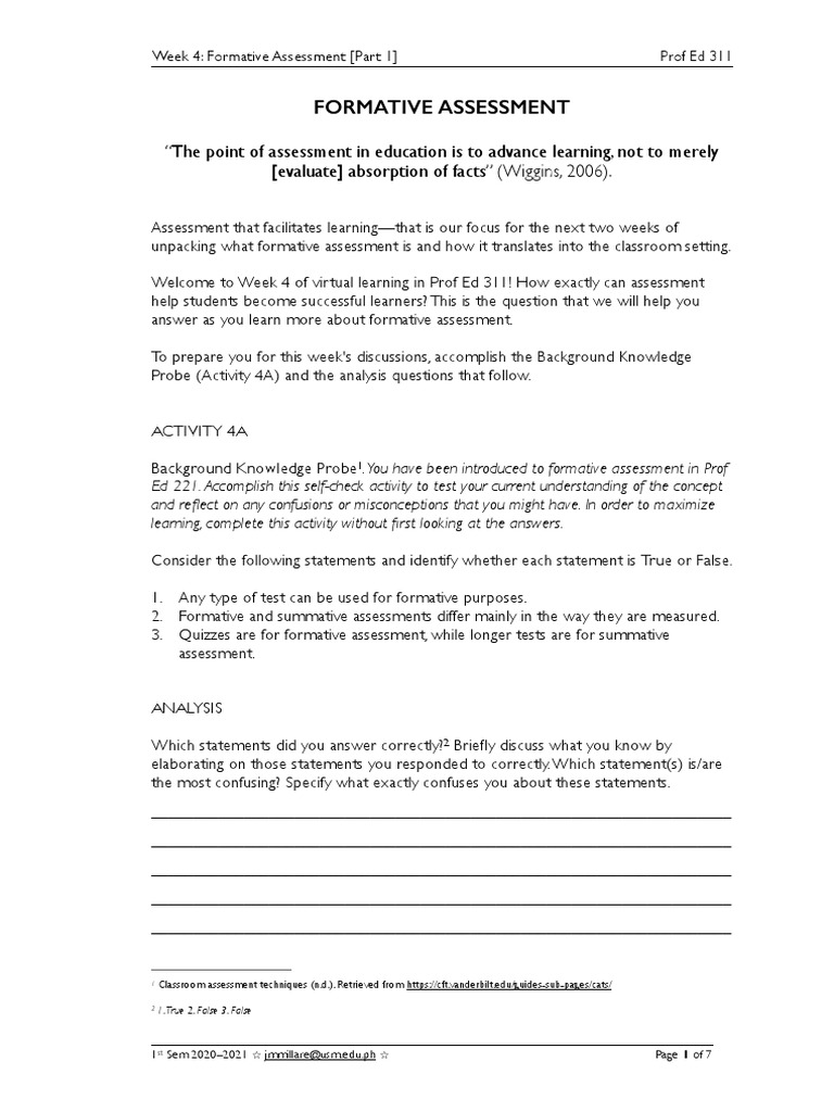 Understanding Formative Assessment Basics | PDF | Educational ...