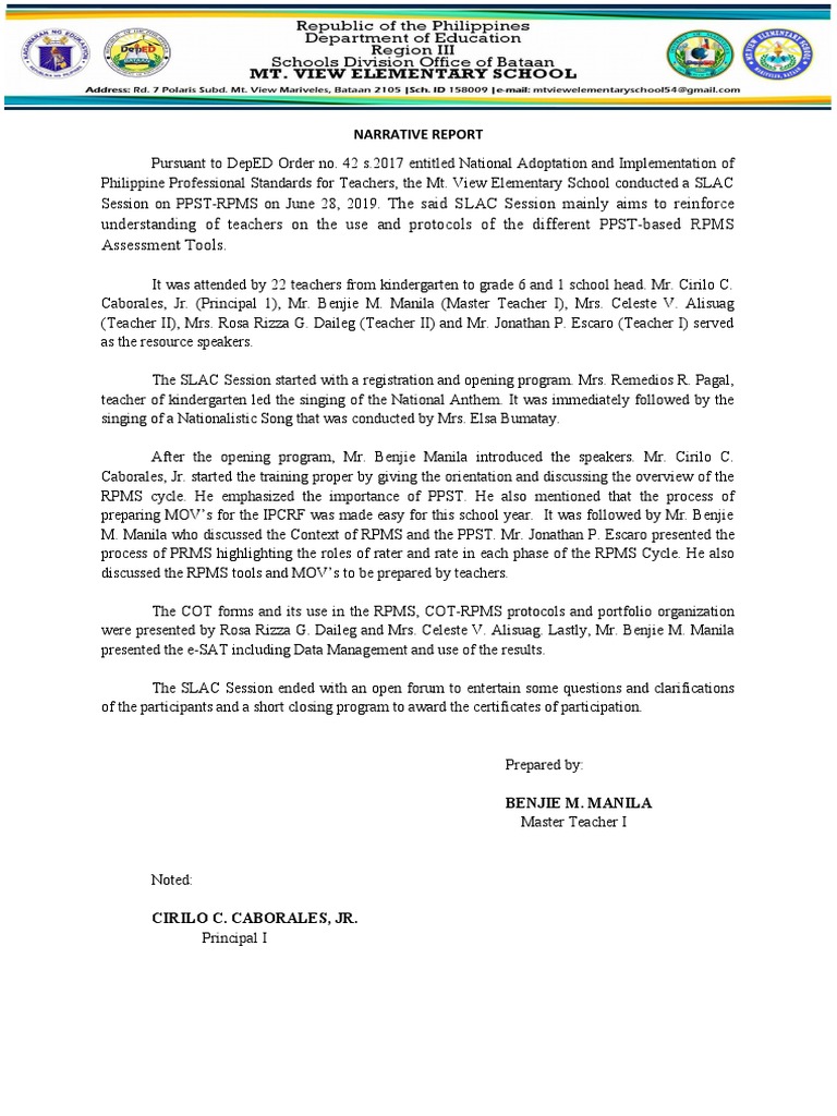 PPST-RPMS SLAC Session Report | PDF