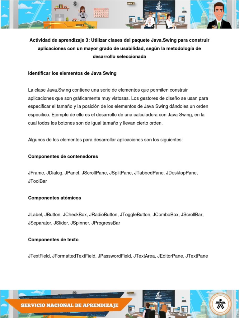 Evidencia Estudio Caso Identificar Elementos de Java Swing | PDF | Java (lenguaje de ...
