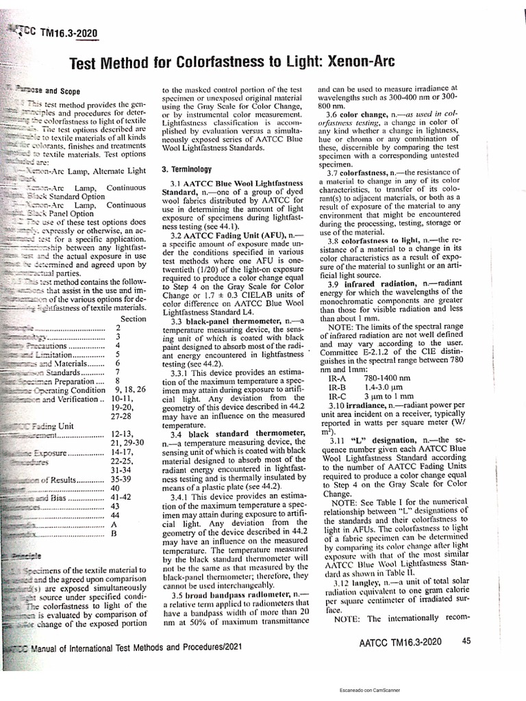 Aatcc TM16.3-2020 | PDF