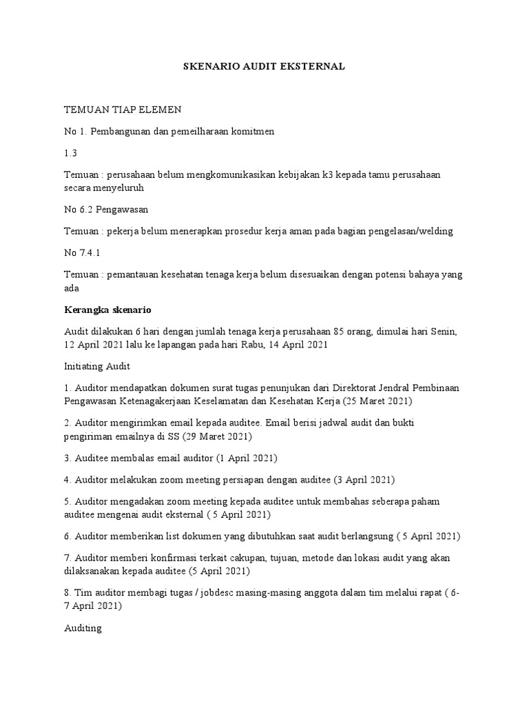 Kerangka Skenario Audit Eksternal | PDF