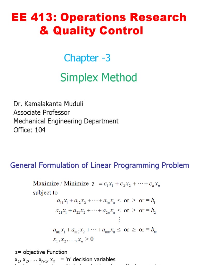 Simplex Method | PDF | Linear Programming | Mathematical Optimization