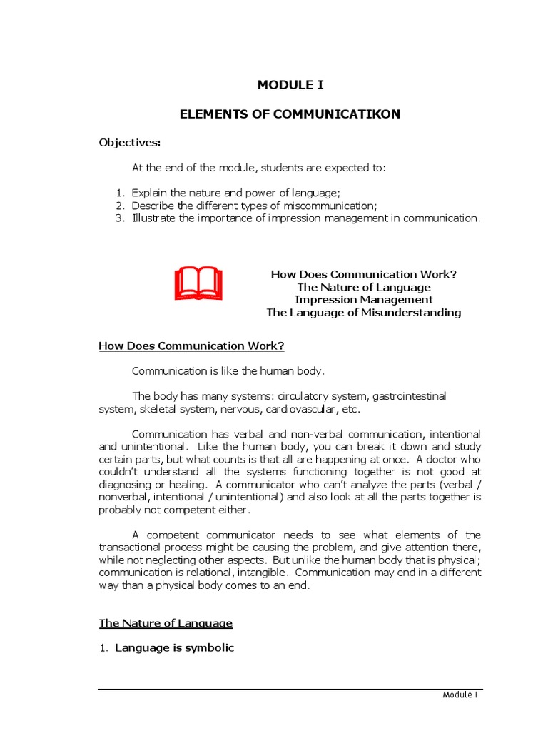 Elements of Communicatikon: Objectives | PDF | Nonverbal Communication ...