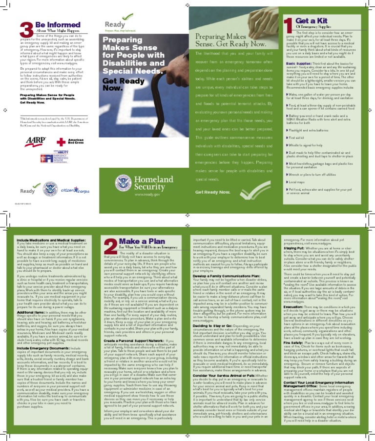 Preparedness Information For The Needs of Those With Disabilities or ...