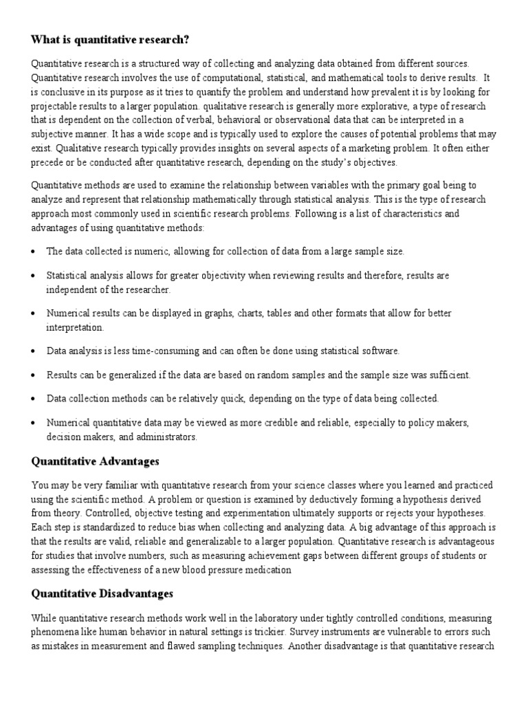 An Overview of Quantitative Research Methods: Characteristics ...