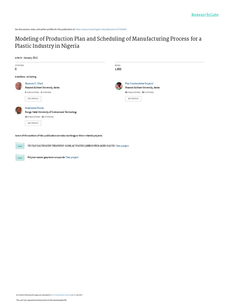 Modeling of Production | PDF | Mathematical Optimization | Scheduling (Production Processes)