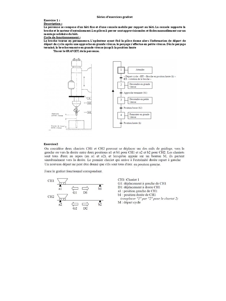 Exercices GRAFCET pour Automatisation | PDF | Perceuse | Science