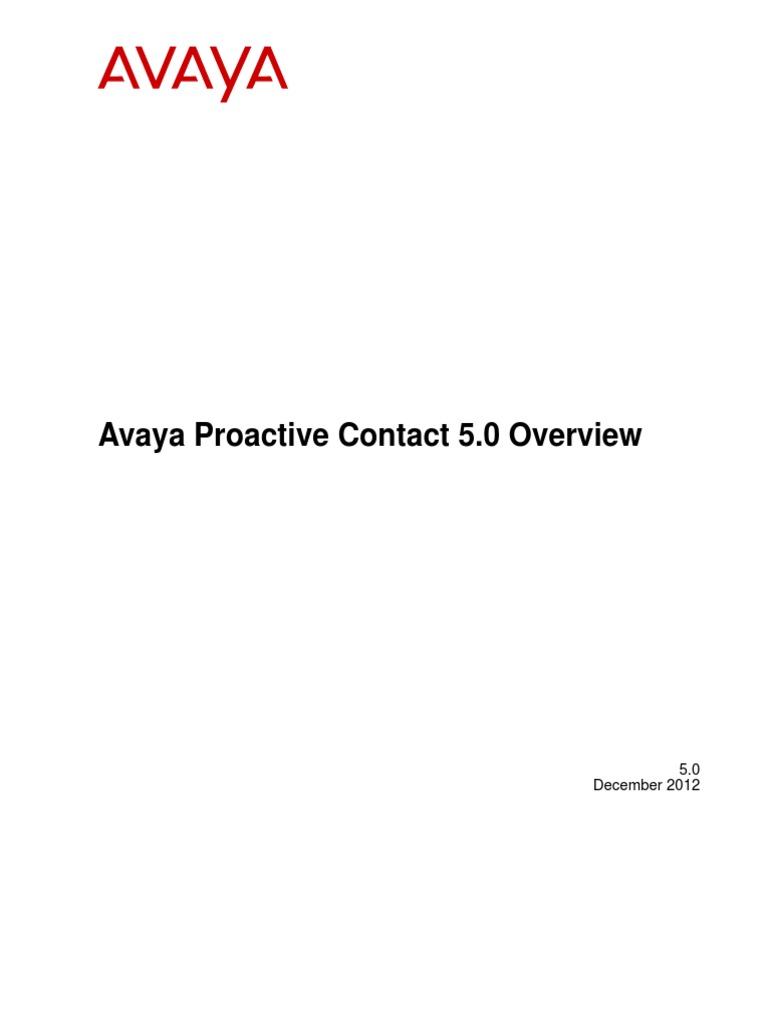 Avaya Proactive Contact 5.0 Overview: 5.0 December 2012 | PDF | Call Centre | License