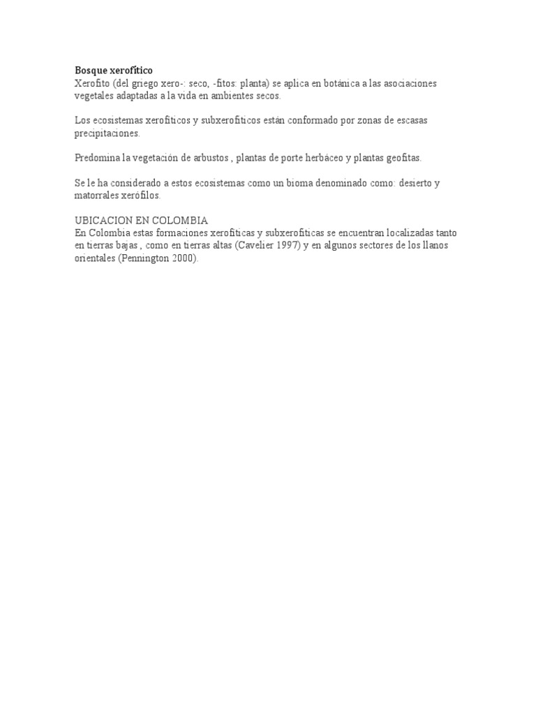 Bosque Xerofítico | Descargar gratis PDF | Los bosques | Ecosistema