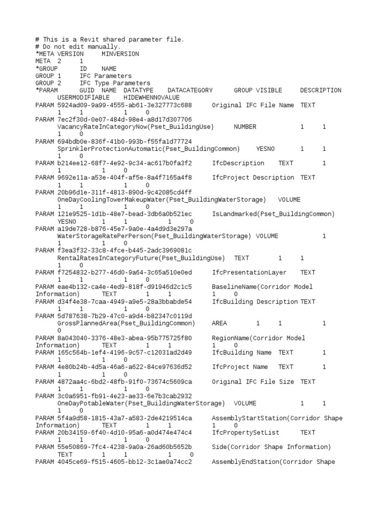 CI20001EPCPPD02 - Export20210302 - CorridorVias 2x3.ifc - Sharedparameters | PDF | Computer ...