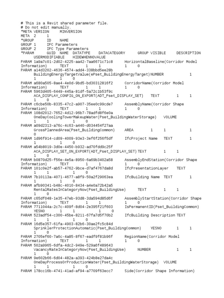CI20001EPCPPD02 - Export20210302 - CorridorVias 4.ifc - Sharedparameters | Download Free PDF ...