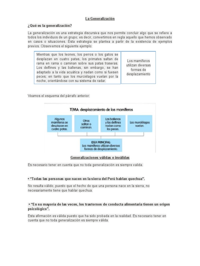Generalización: Estrategias y Ejemplos | PDF