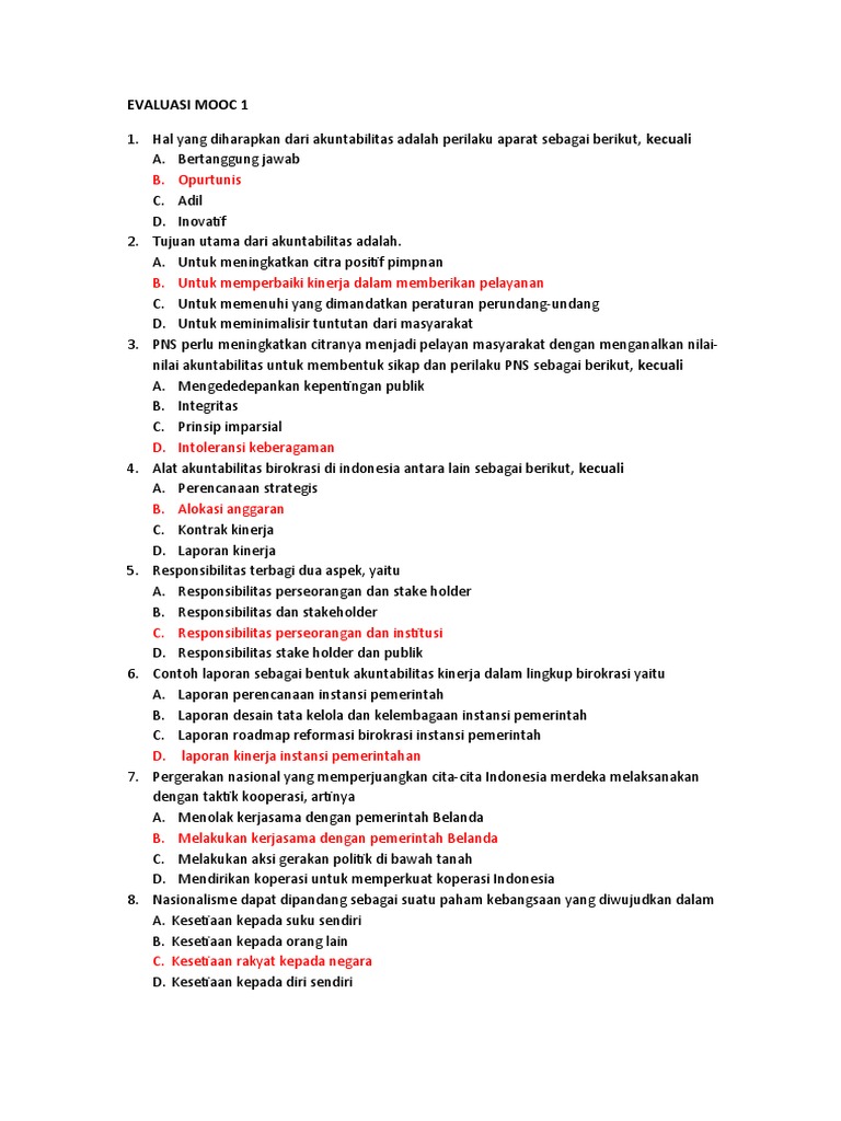 Latihan Evaluasi Akademik MOOC 1 | PDF