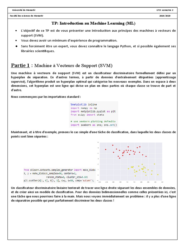 TP SVM | PDF | Machine à vecteurs de support | Mathématiques appliqués