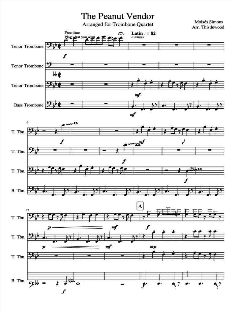 PDF The Peanut Vendor For Trombone Quartet DD | PDF