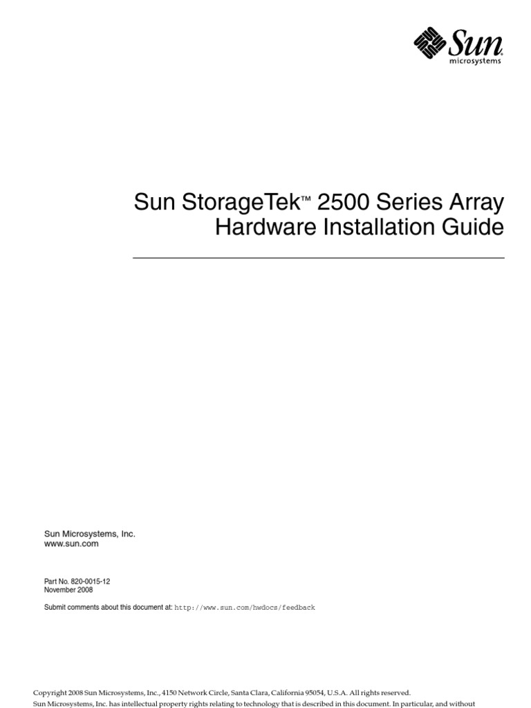Sun StorageTek 2500 Series Array Hardware Installation Guide | PDF | Power Supply | Ip Address