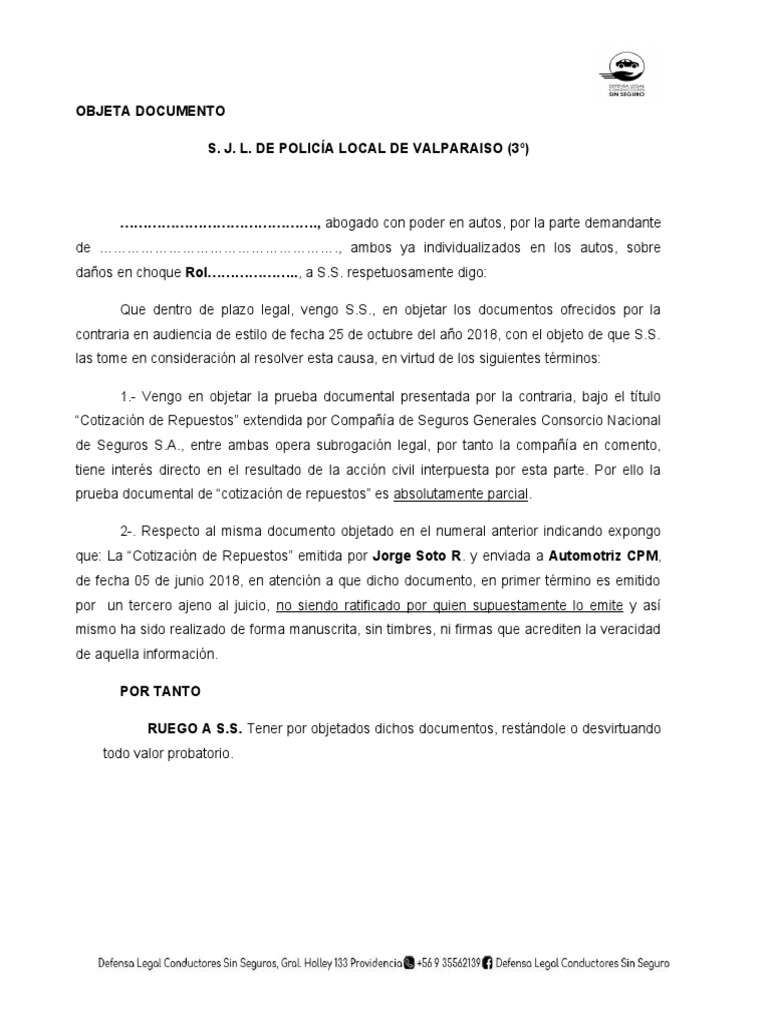 Objeta Prueba Doc. Valpo Ejemplo | PDF