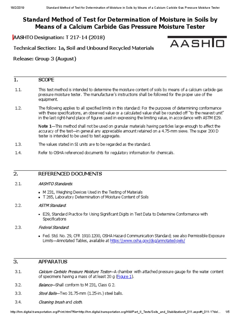 Aashto T 217 - 14 (2018) | PDF | Soil | Calibration