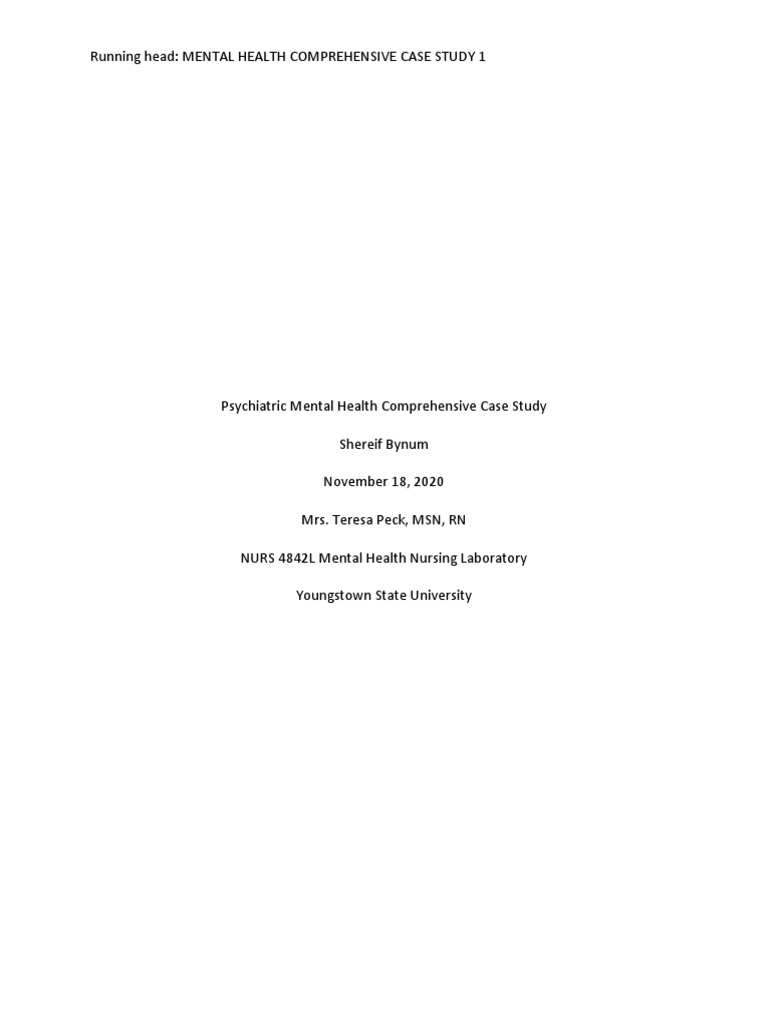 Psychiatric Mental Health Comprehensive Case Study | Download Free PDF ...