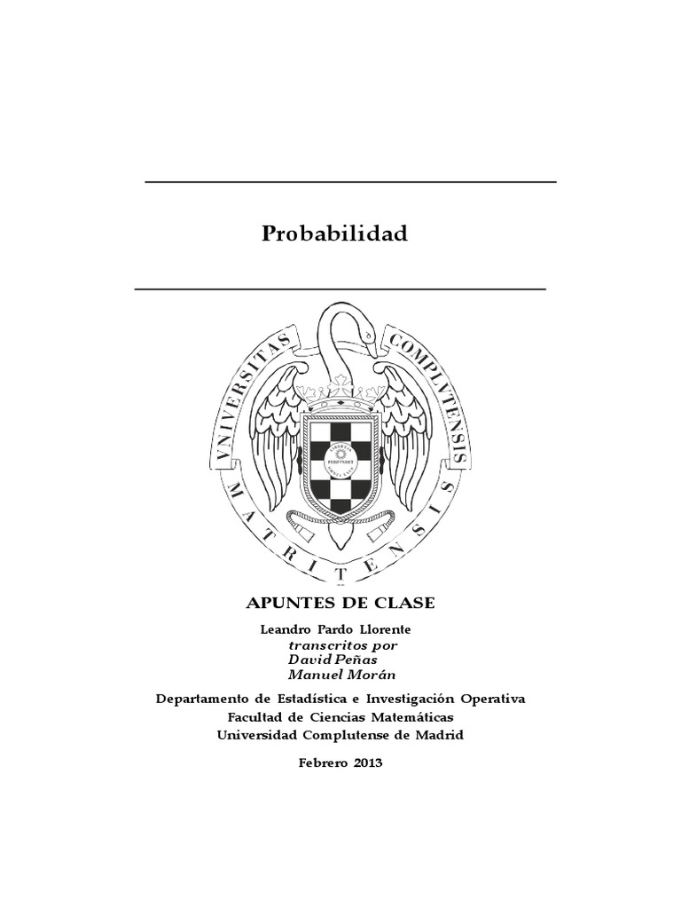 Apuntes de Probabilidad de Leandro Pardo | PDF | Variable aleatoria ...