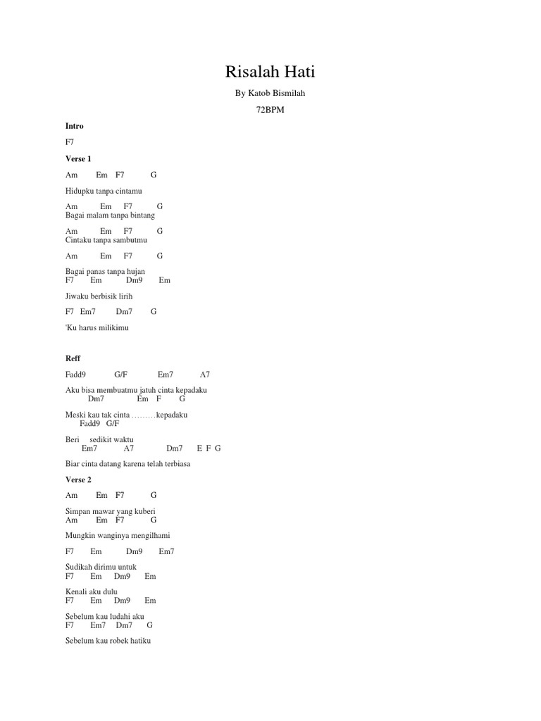 Risalah Hati Chord by Katob | PDF