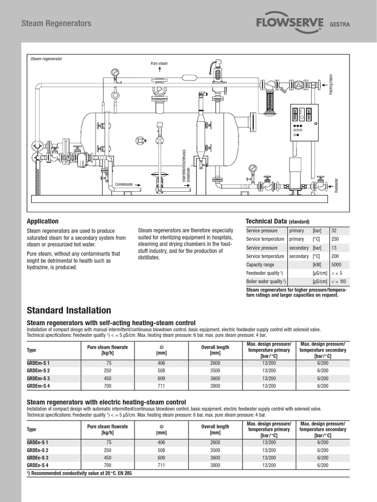 Steam Regenerators: Standard Installation | PDF | Steam | Boiler