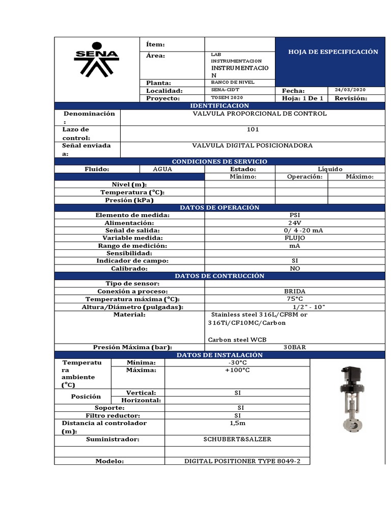 Fichas de Valvulas | PDF | Presión | Sensor