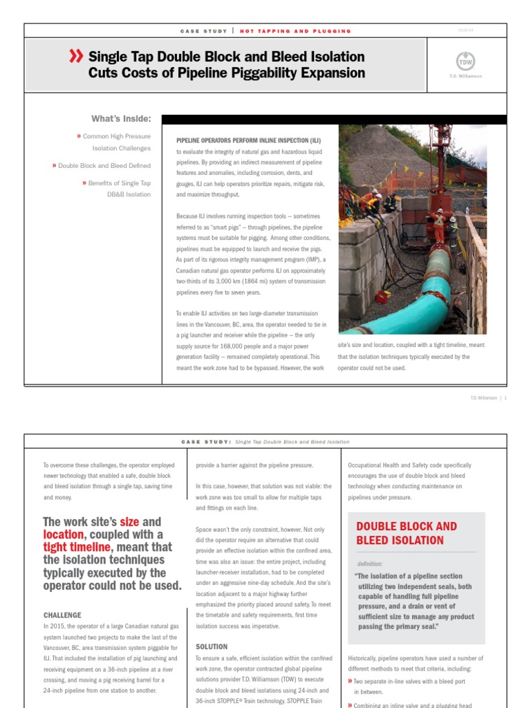 Single Tap Double Block and Bleed Isolation Cuts Costs of Pipeline ...