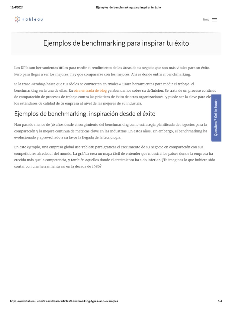 Ejemplos de Benchmarking para Inspirar Tu Éxito | PDF | Benchmarking ...