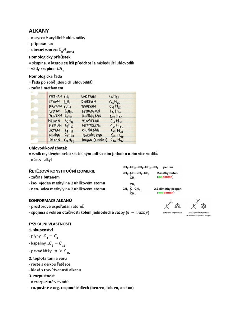 Alkany, Cykloalkany, Alkeny | PDF