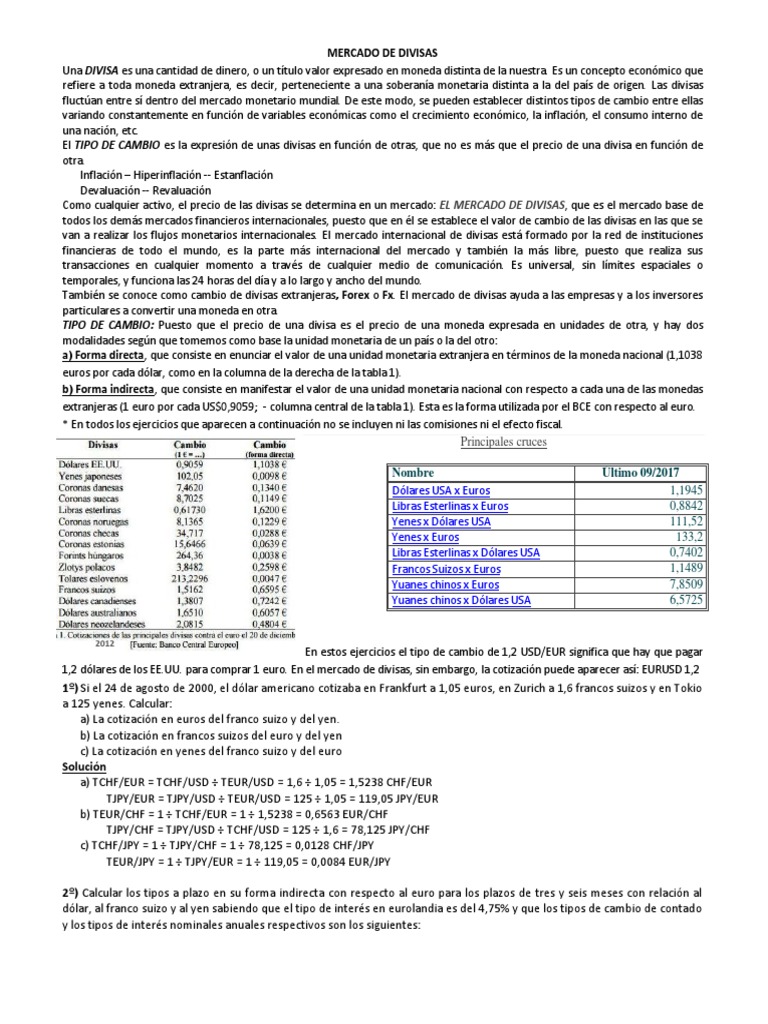 Ejercicios de Mercados de Divisas | PDF | Mercado de divisas | Moneda