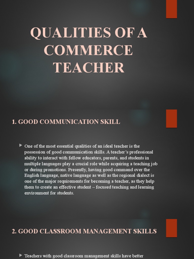 Qualities of A Commerce Teacher | PDF | Classroom Management | Teaching ...