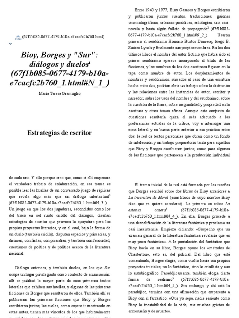 Bioy, Borges y - Sur - Diálogos y Duelos - María Teresa Gramuglio ...