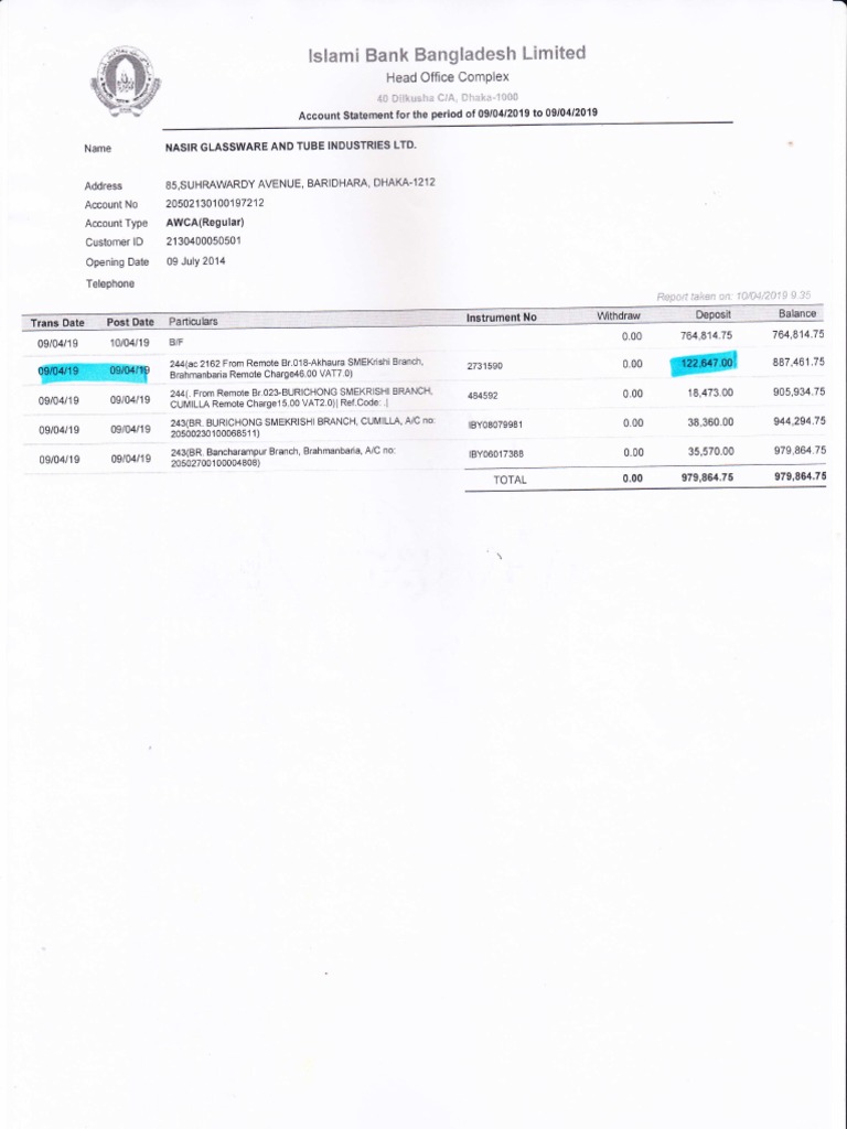 Bank Statment | Download Free PDF | Banking | Financial Services