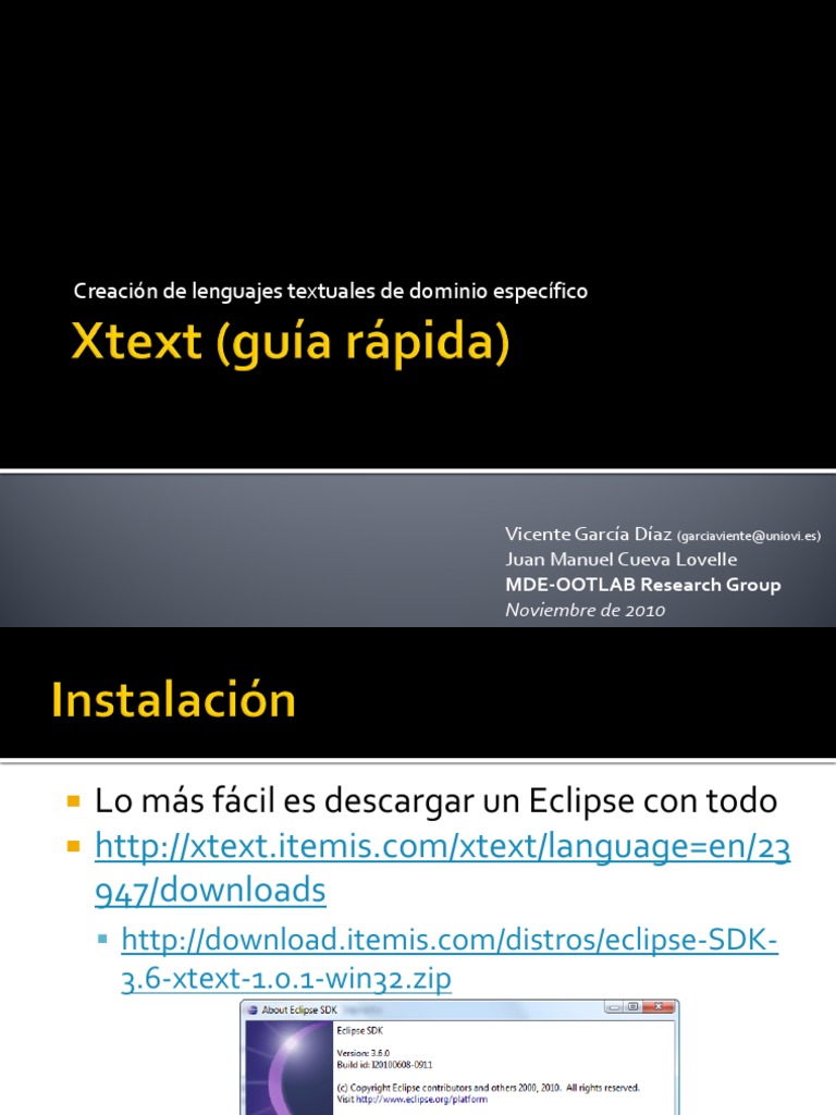 Xtext (Guía Rápida) | PDF | Eclipse (software) | Lenguaje de programación