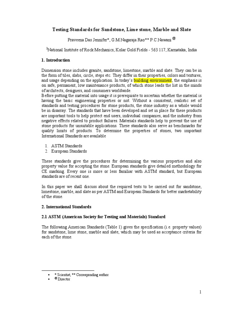 Testing Standards For Stone | PDF | Strength Of Materials | Slate