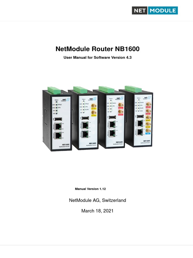 Netmodule Router Nb1600: User Manual For Software Version 4.3 | PDF ...
