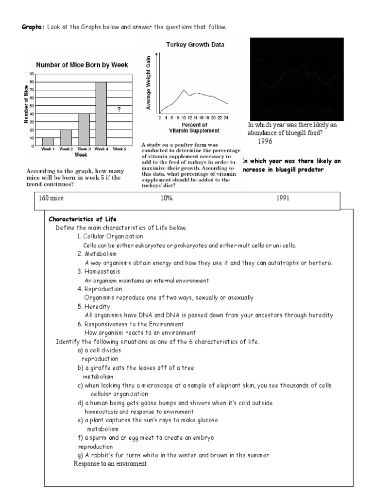 SOL Review Graphs and Charactertistics of Life | PDF