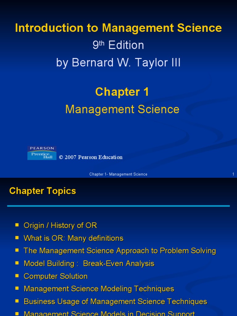 9 Edition by Bernard W. Taylor III: Introduction To Management Science ...